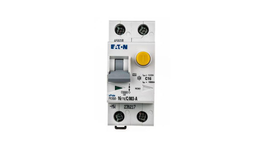236217 PKNM-16/1N/C/003-A-MW | Eaton Möller RCD, 16A, 2 Pole, 30mA, Type C | Distrelec Nederland